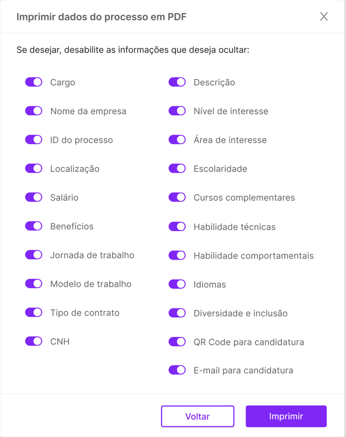 Imprimir dados do processo e gerar QR Code | abler ATS