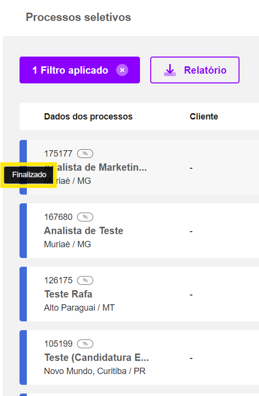 Como vejo os processos finalizados? | Nova abler